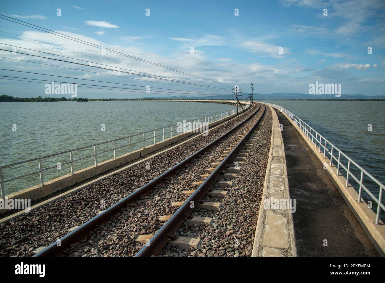 The Train bridge of the Rot Fai Loi Nam Train or floating train line at ...