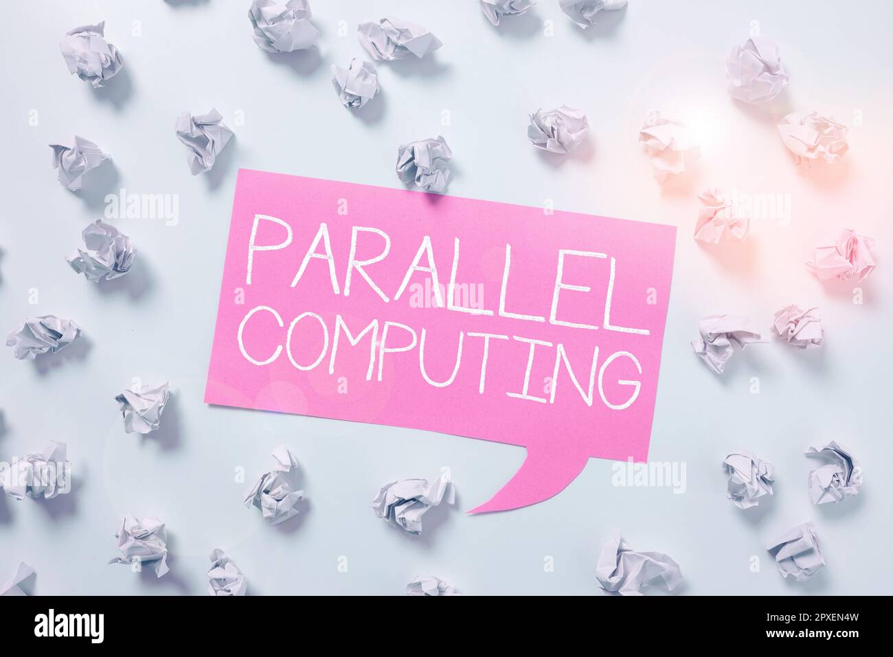 Text caption presenting Parallel Computing, Concept meaning simultaneous calculation by means of ...