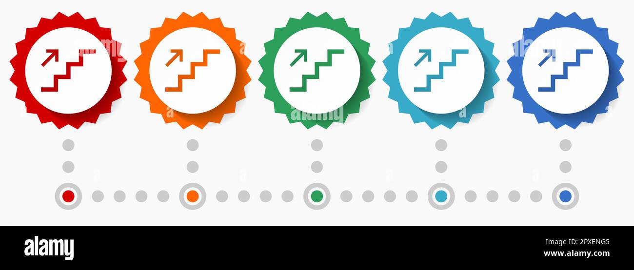 Staircase vector icon set, colorful infographic template, set of flat ...