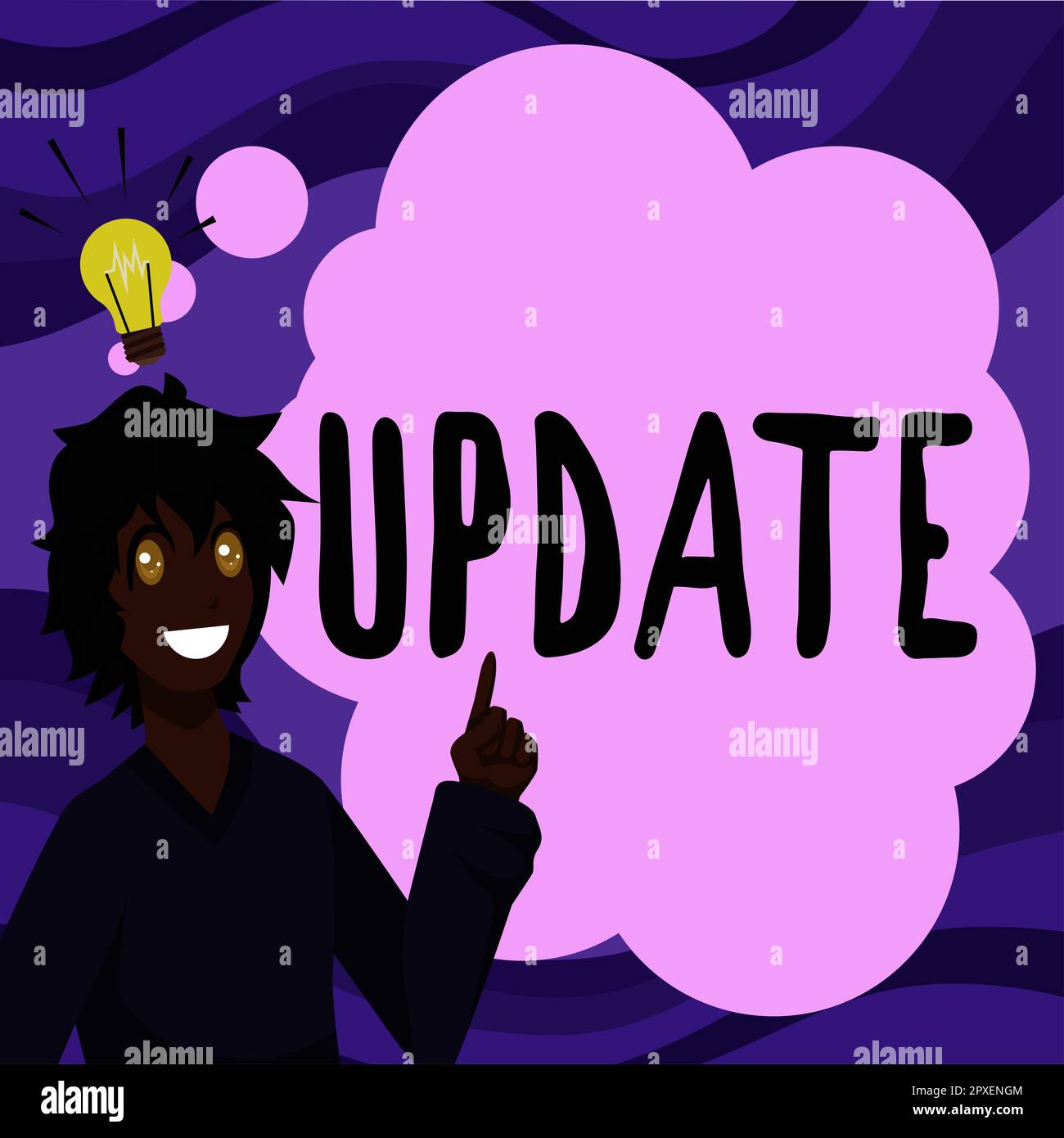 Text caption presenting Update, Word for Up to date Make something more ...