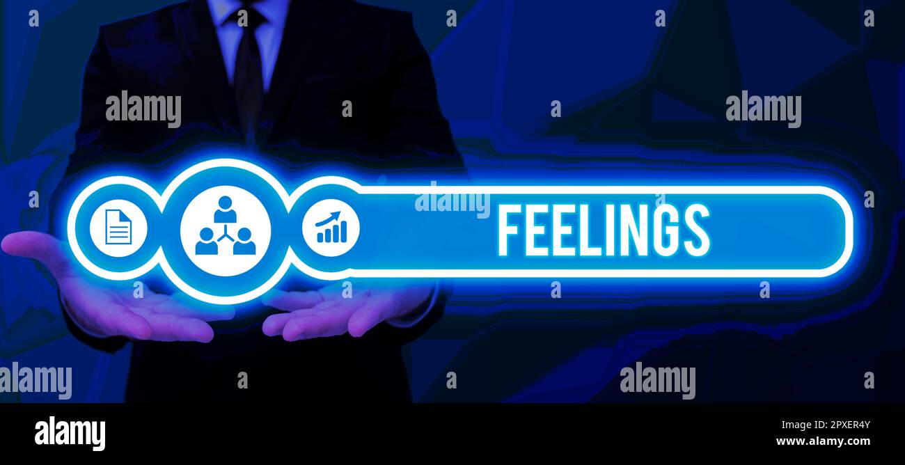 Text showing inspiration Feelings, Business showcase causing happy ...