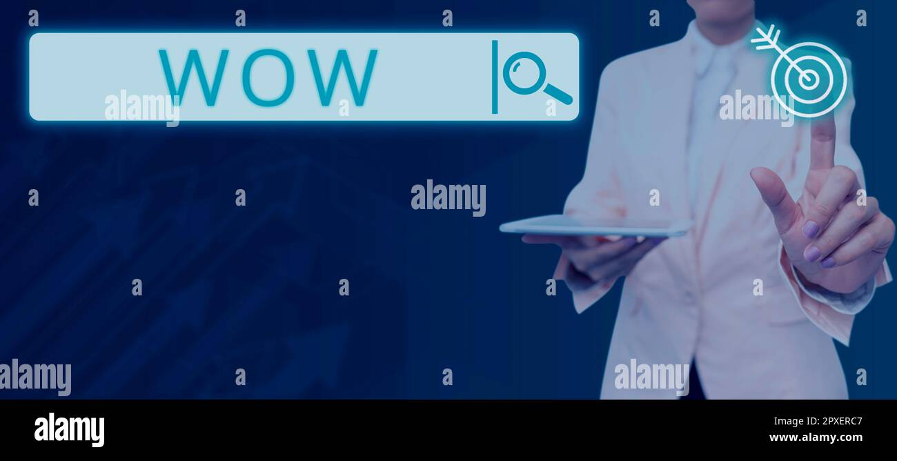 Text caption presenting Wow, Concept meaning Expressing astonishment ...