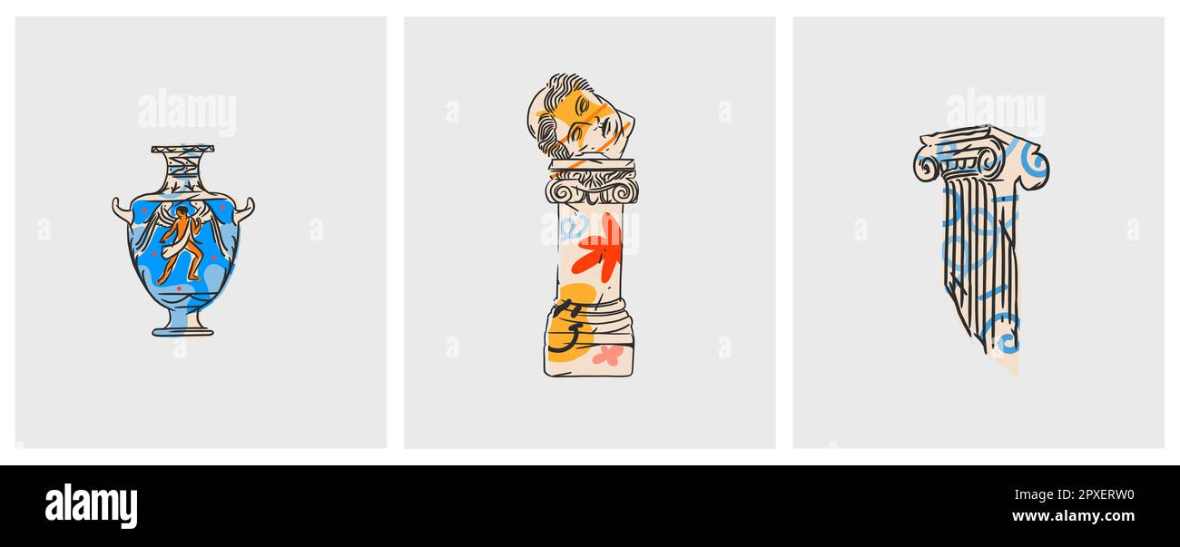 Hand drawn vector abstract outline,graphic,contemporary line greek ...