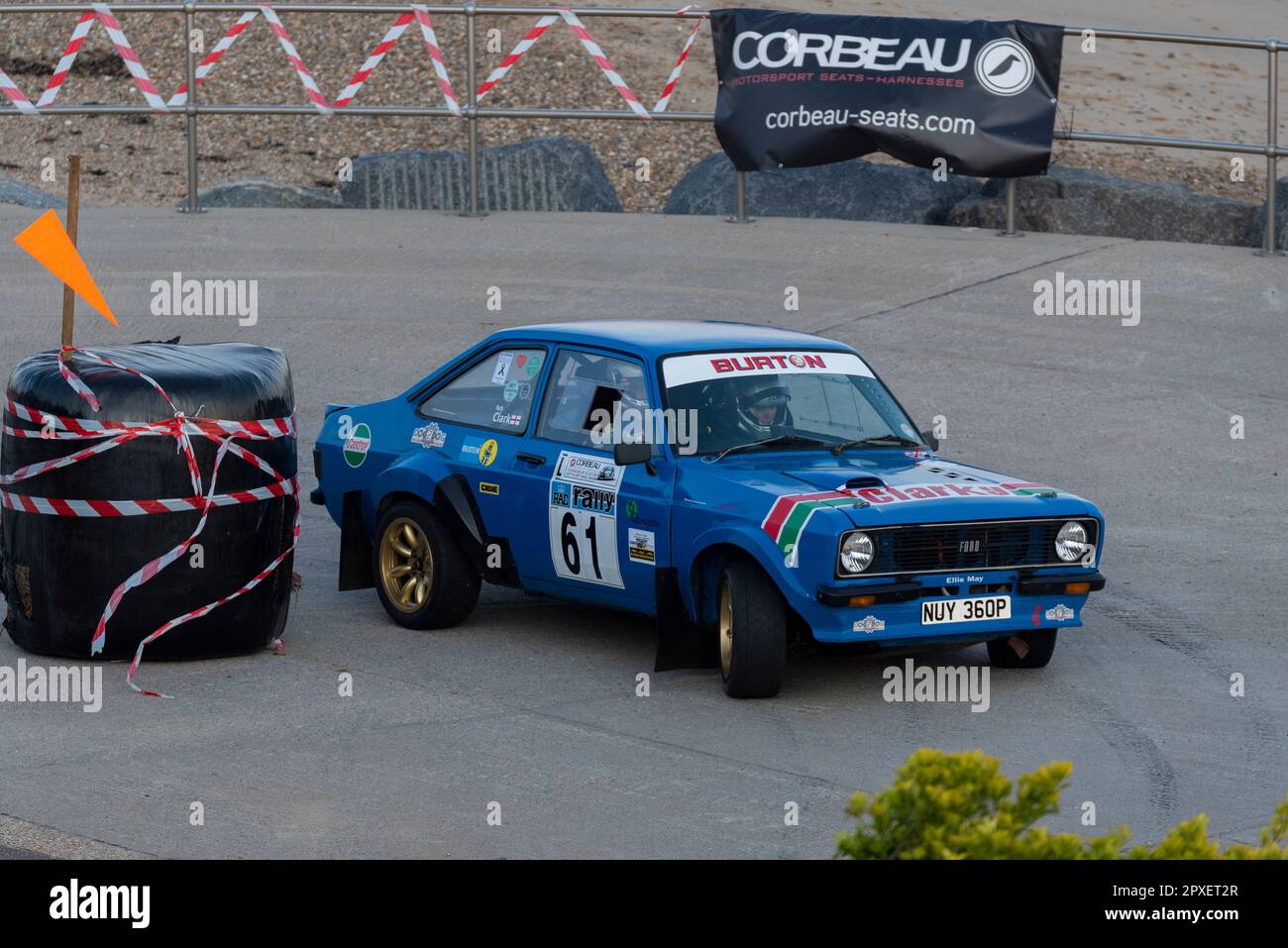 Rob Clark racing a classic Ford Escort Mk2 competing in the Corbeau ...