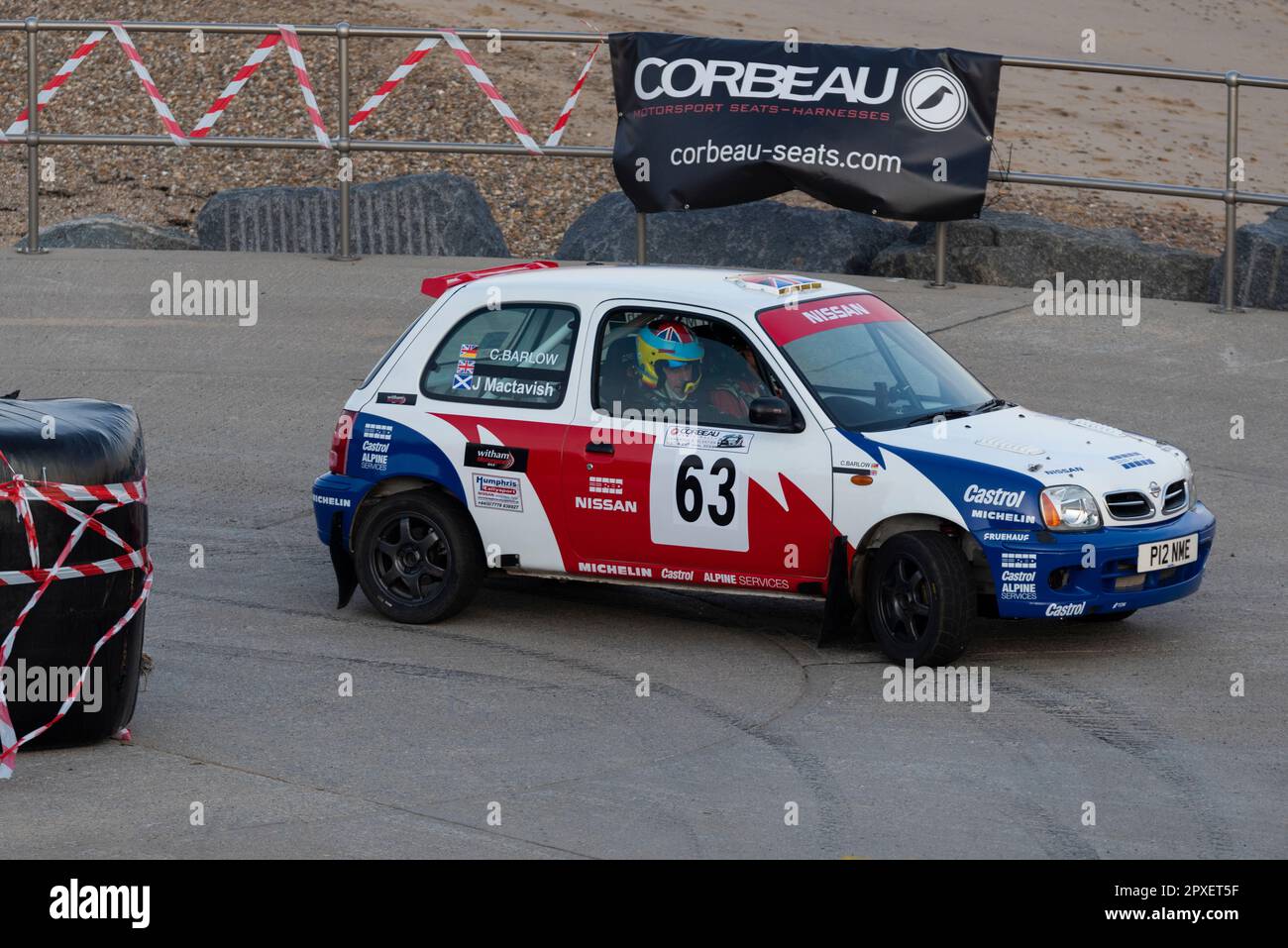 Charlie Barlow racing a 2002 Nissan Micra competing in the Corbeau ...