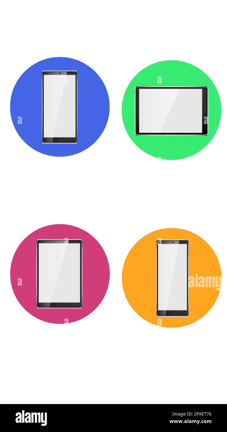 Set of four round icons for current with different modern mobile ...
