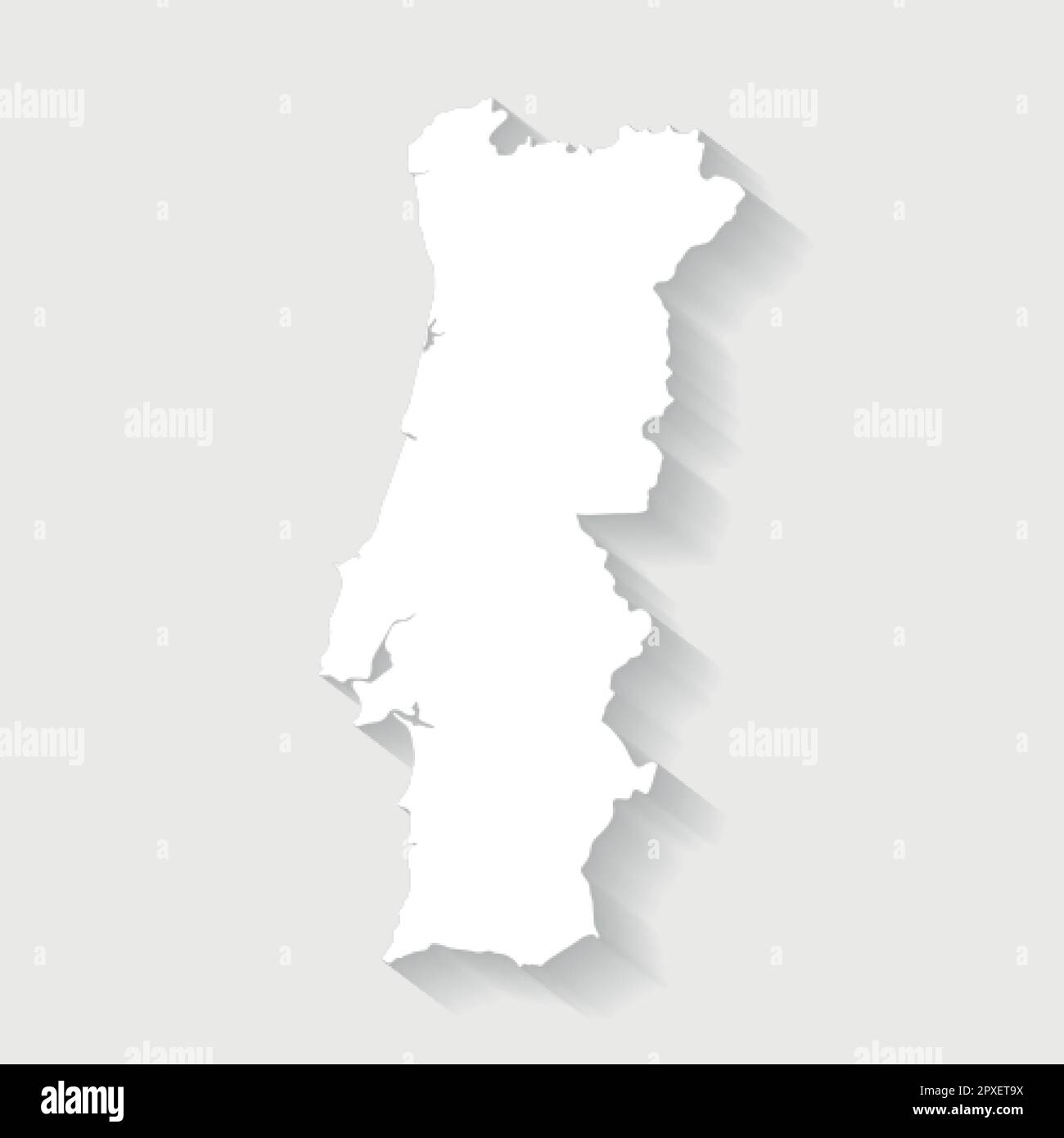 Simple white Portugal map on gray background, vector, illustration, eps ...