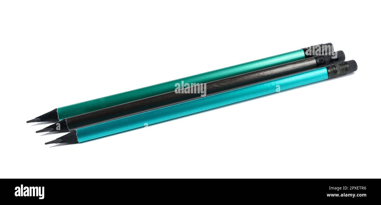 Three slate pencils with an eraser on a white background Stock Photo ...