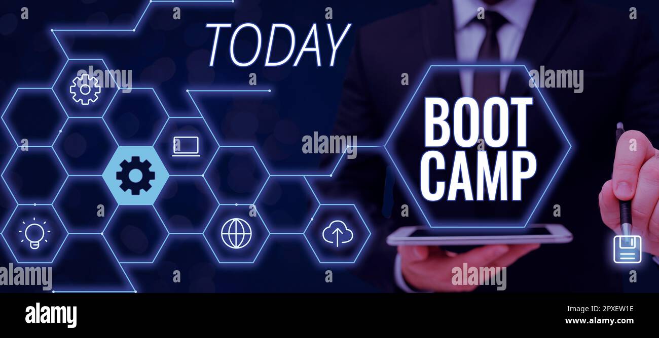 Conceptual display Boot Camp, Concept meaning Military training camp ...