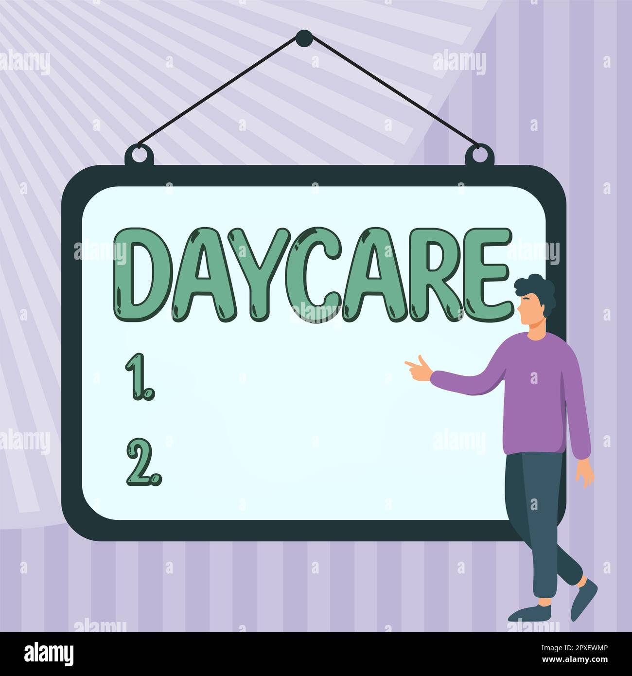 Sign displaying Daycare, Concept meaning offering care to preschool ...