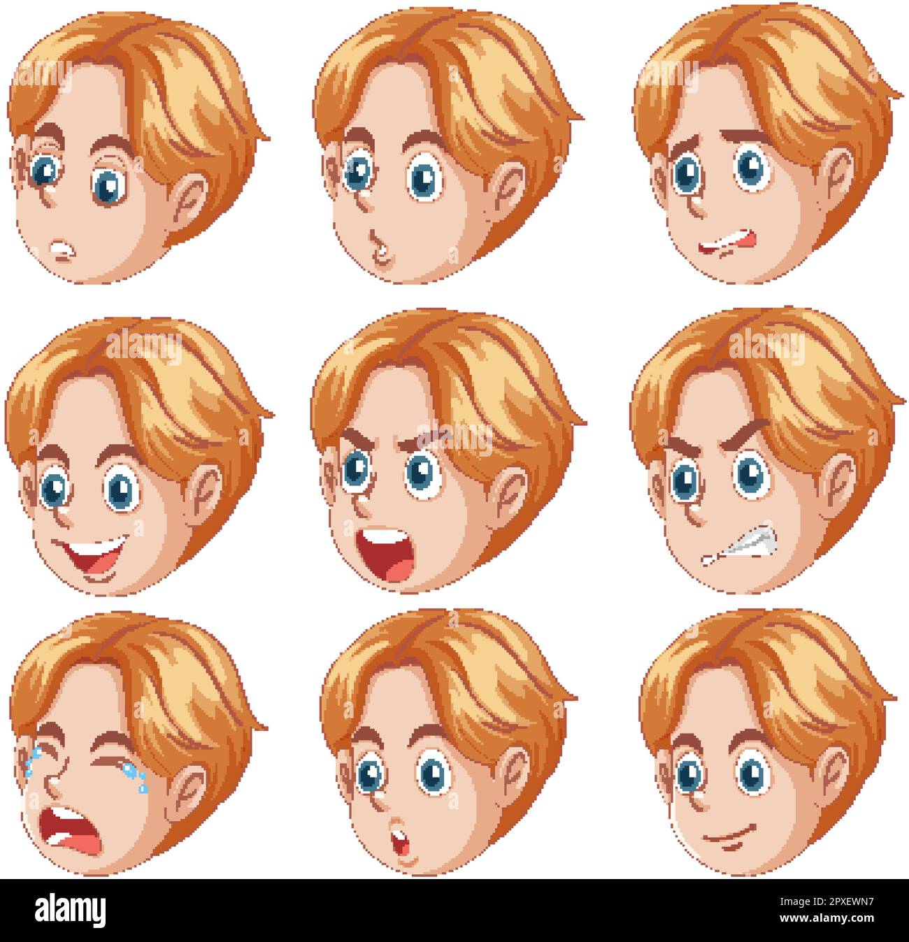 Emotional Expressions of Puberty Boy illustration Stock Vector Image ...