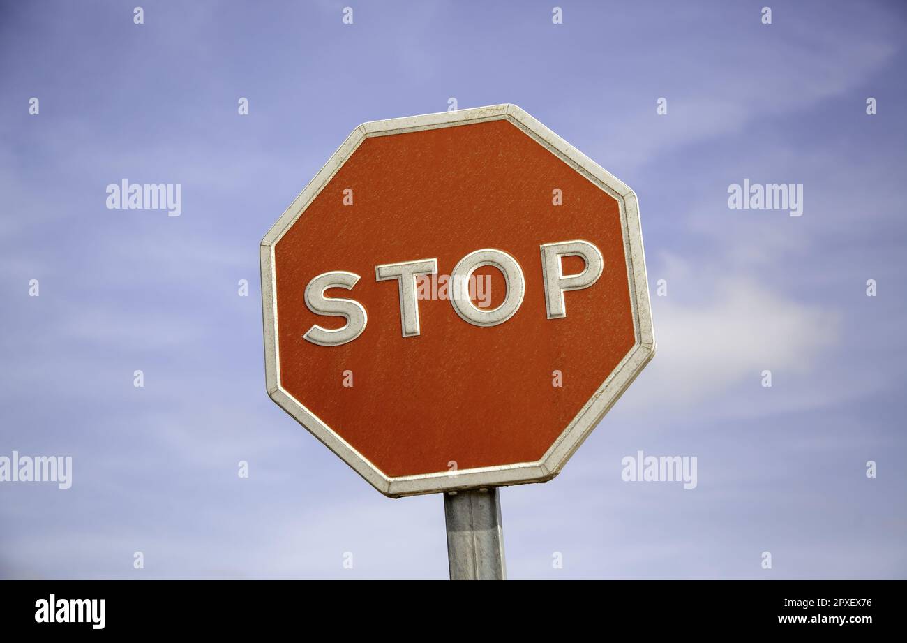 Detail of mandatory sign for vehicles, road safety Stock Photo - Alamy