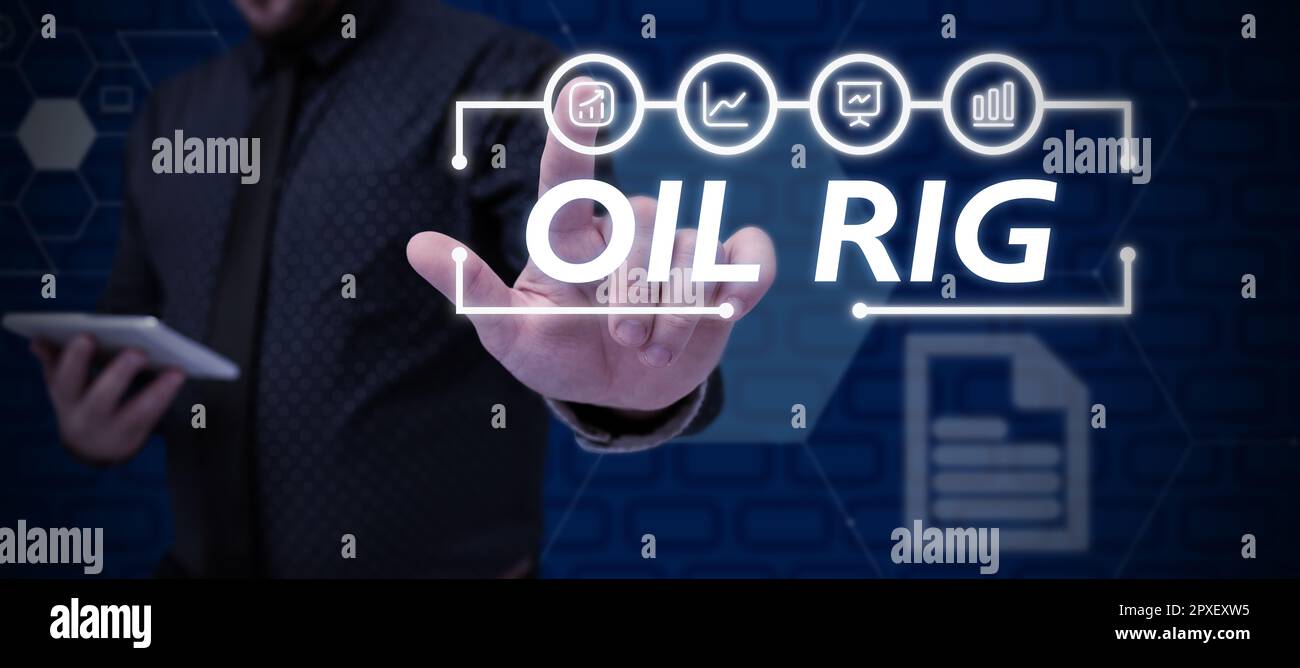 Writing displaying text Oil Rig, Word for large structure with ...