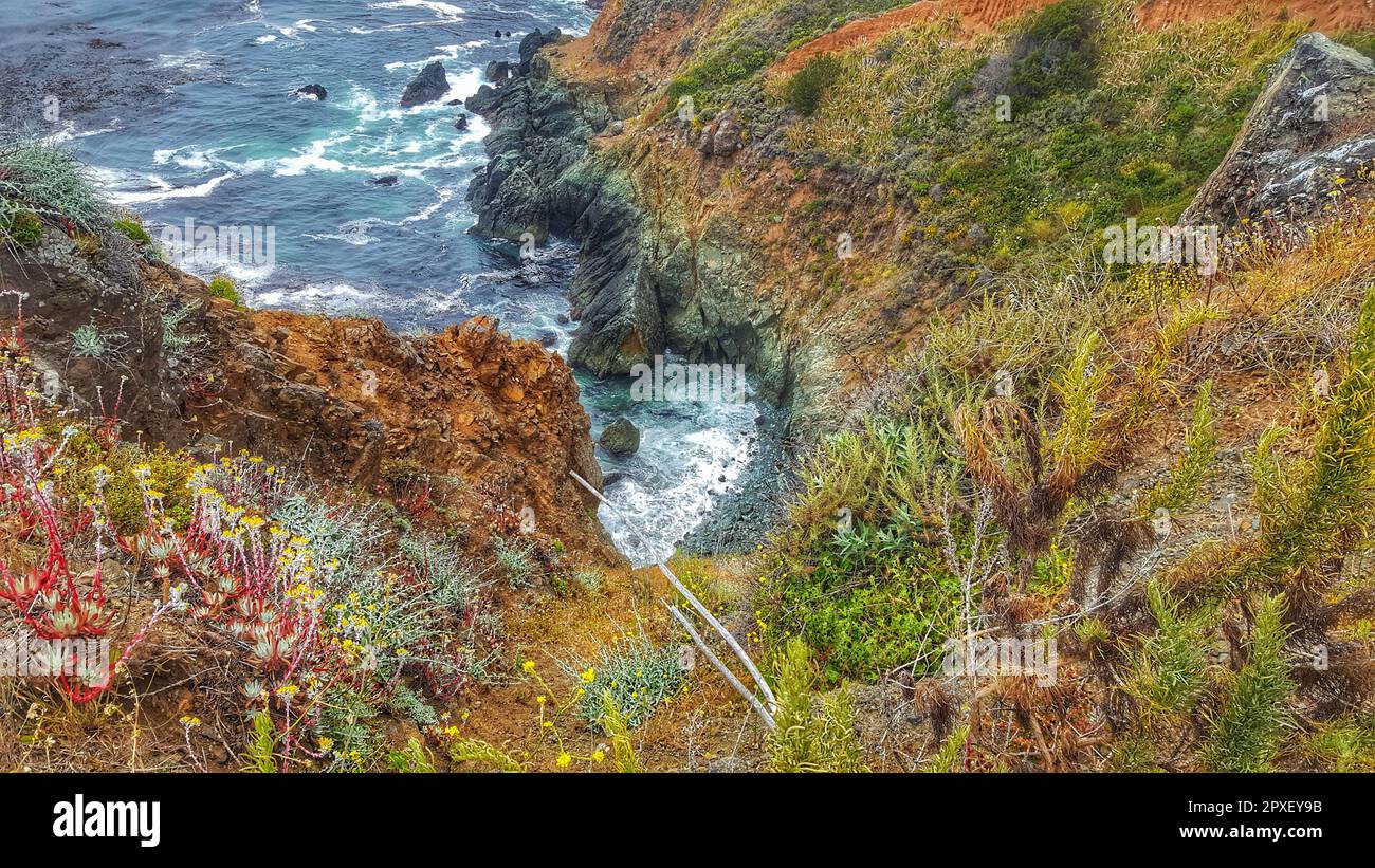 This stunning shot depicts multicolored cliffs, situated along a ...
