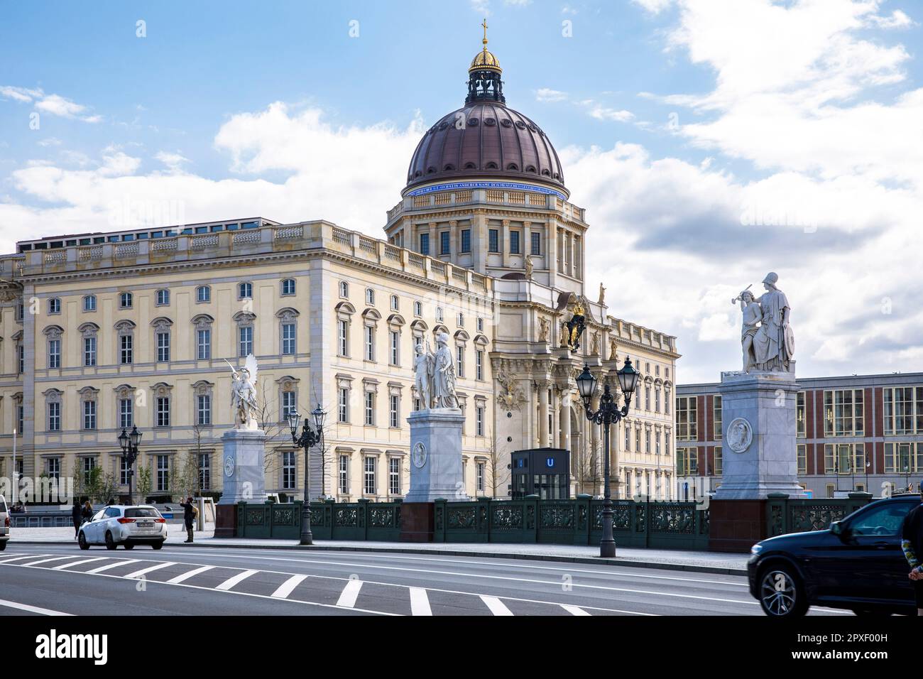 City Palace in the district Mitte, west facade with dome, statues on ...
