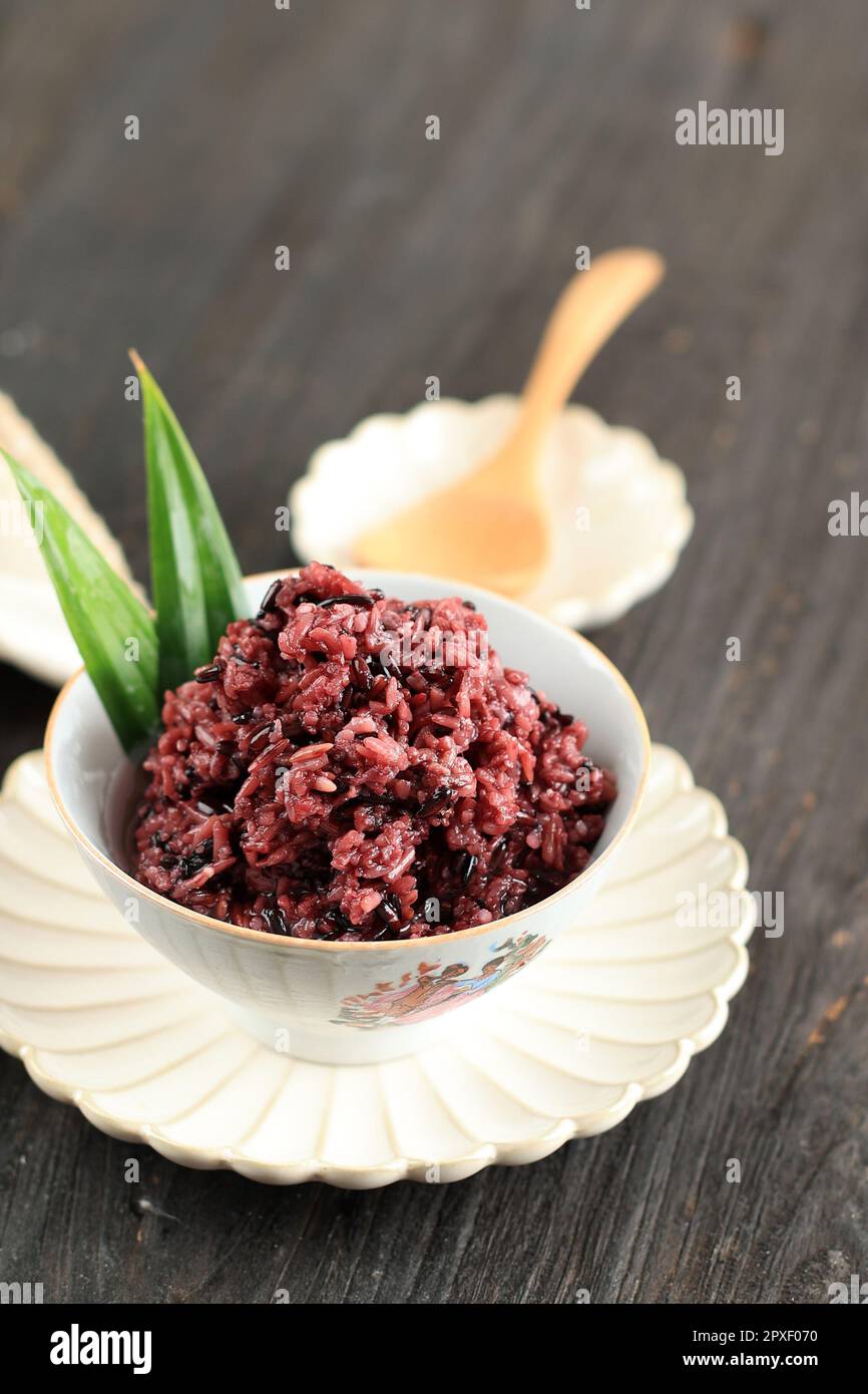 Tape Ketan Hitam. Fermented Black Glutinous Rice, on Ceramic Bowl ...