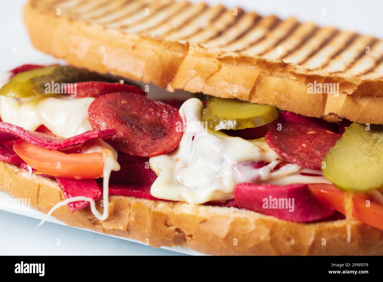 Serving Turkish traditional toast sandwich Turkish name Ayvalik tostu ...