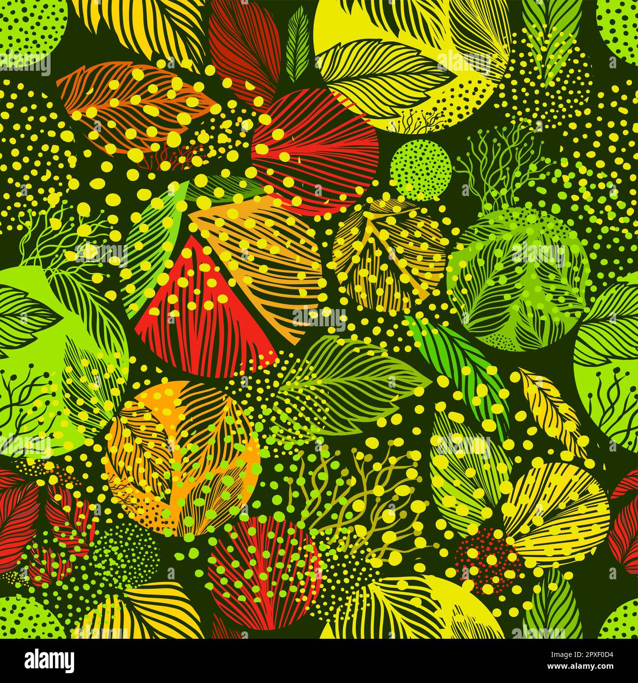 Seamless pattern tree leaves autumn. Vector illustration Stock Vector ...