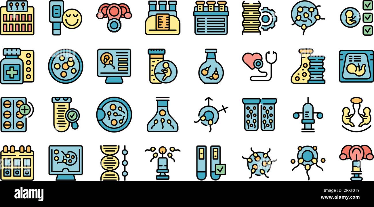 Artificial insemination icons set outline vector. Fertility process ...