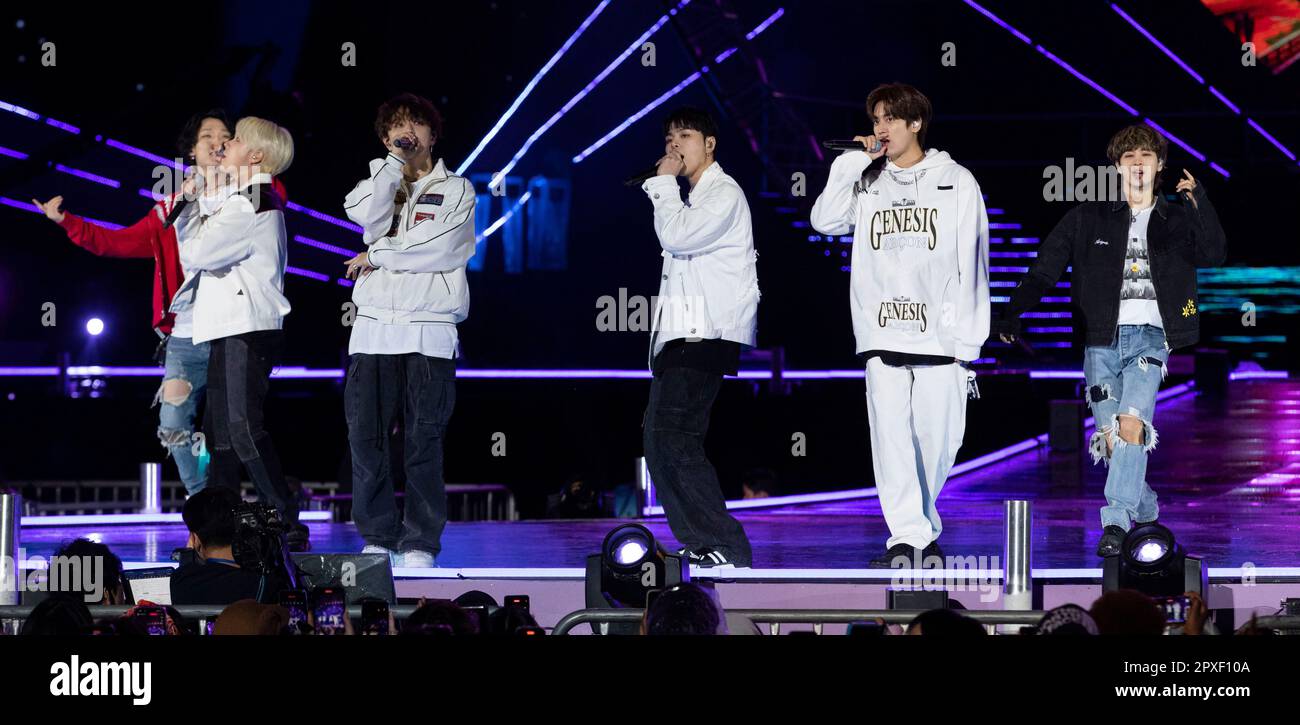 Seoul, South Korea. 30th Apr, 2023. South Korean K-Pop boy band iKon ...