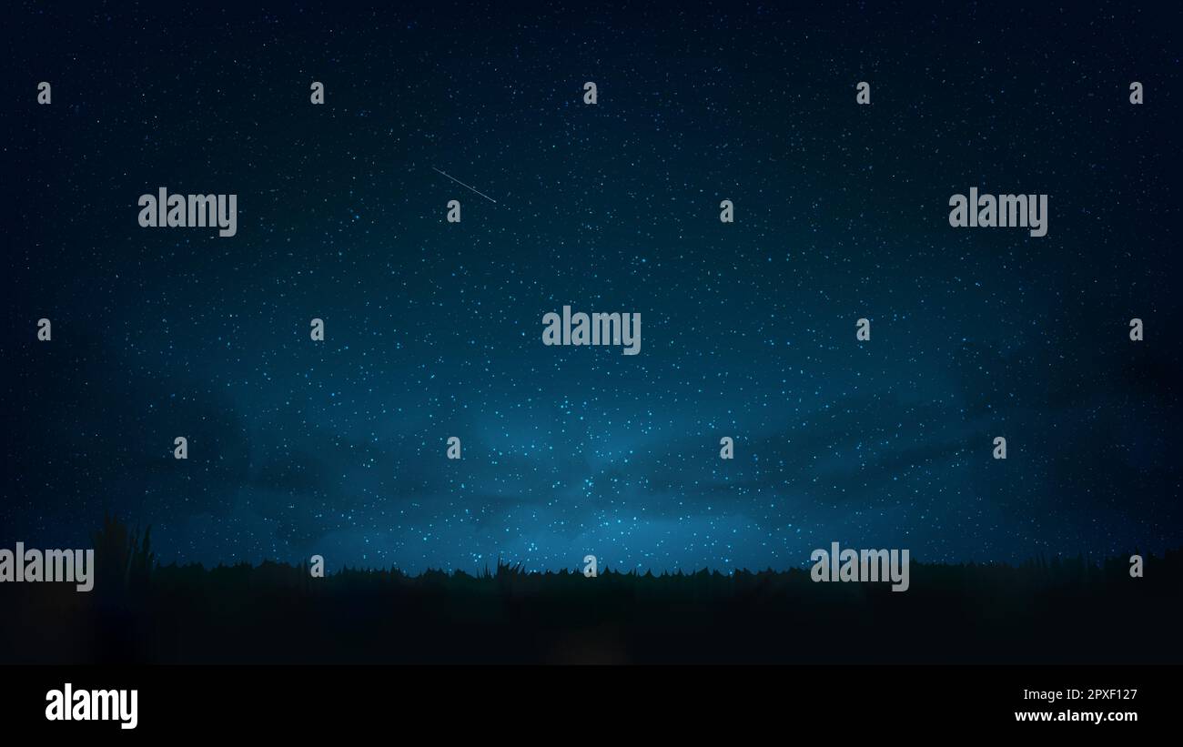 Night shining starry sky, milky way. Dark blue space background with ...