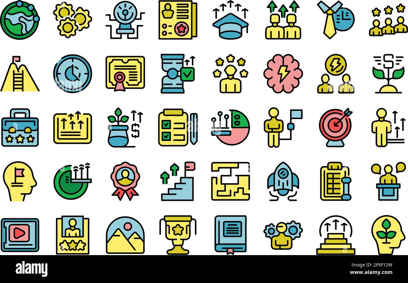 Personal Growth Training icons set outline vector. Self development ...