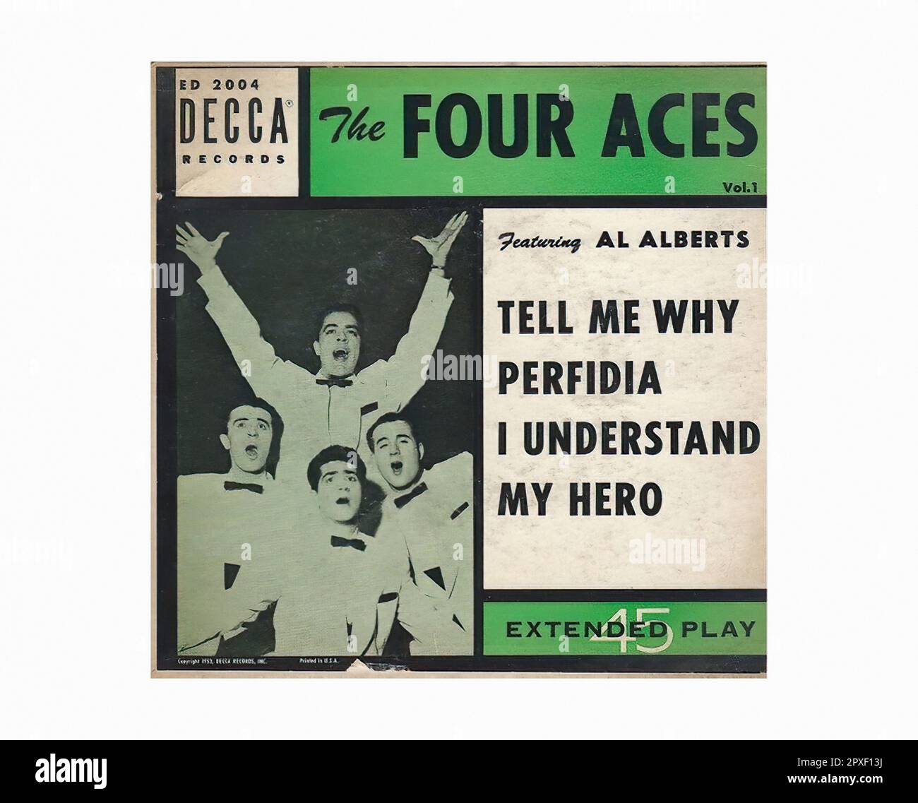 Four Aces - 1953 01 A - Vintage 45 R.P.M Music Vinyl Record Stock Photo ...