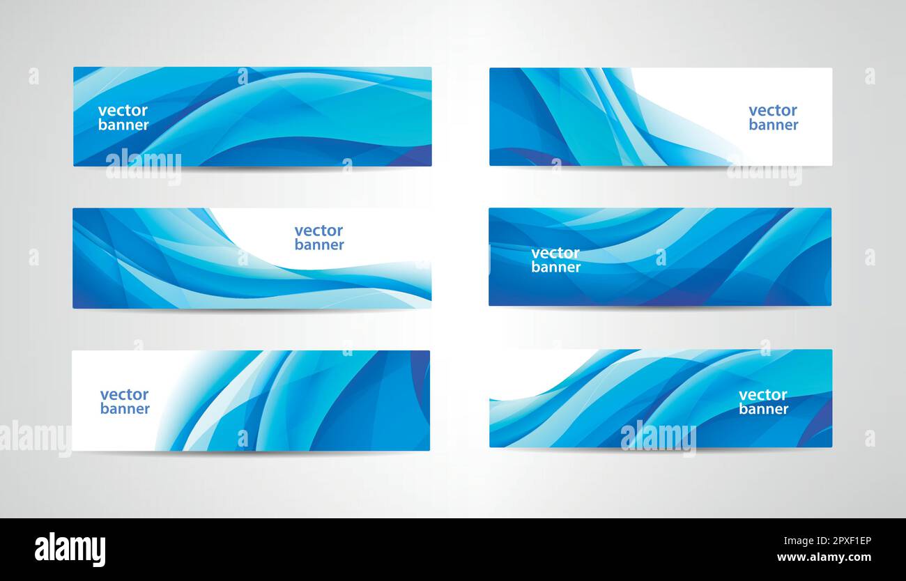 Vector abstract flow wavy banners set. Water, stream, energy stream ...