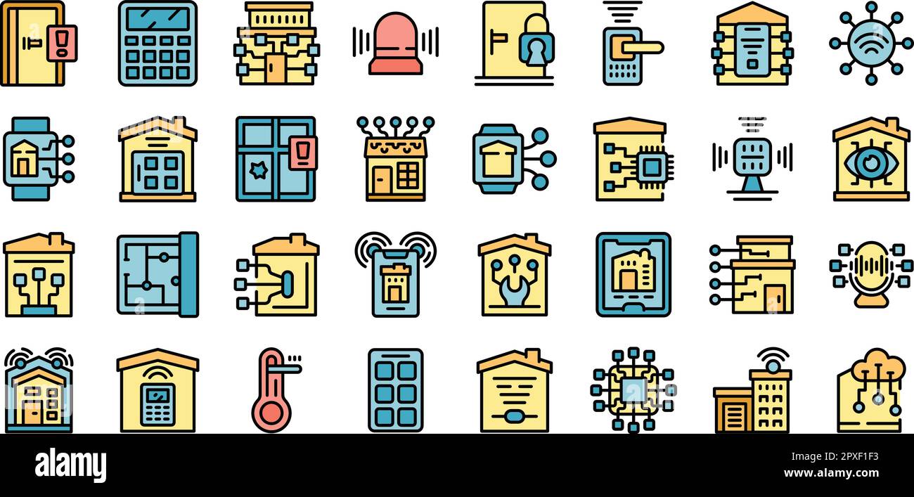 Smart home installation icons set outline vector. Internet system. Home ...