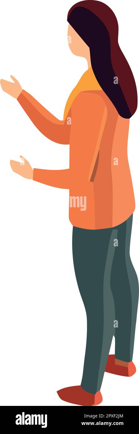 Portrait brunette woman pointing behind hi-res stock photography and ...