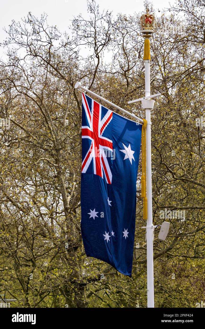 30th April 2023 Australian National Flag along The Mall, London UK, one ...