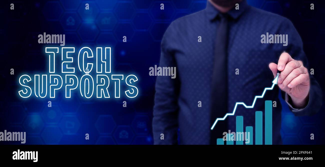 Text caption presenting Tech Supports, Business idea Help given by ...