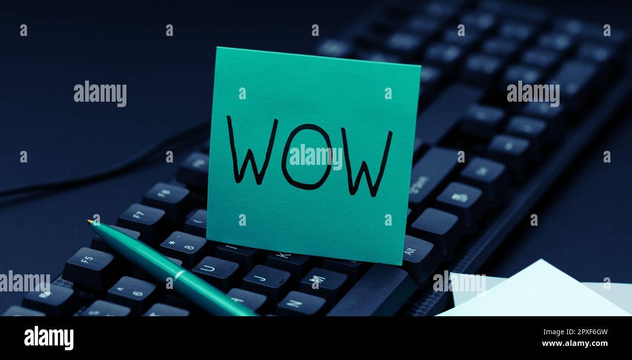 Hand writing sign Wow, Internet Concept Expressing astonishment and awe ...