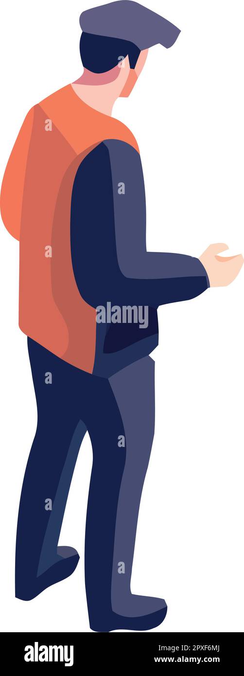 Back view young man walking Stock Vector Images - Alamy