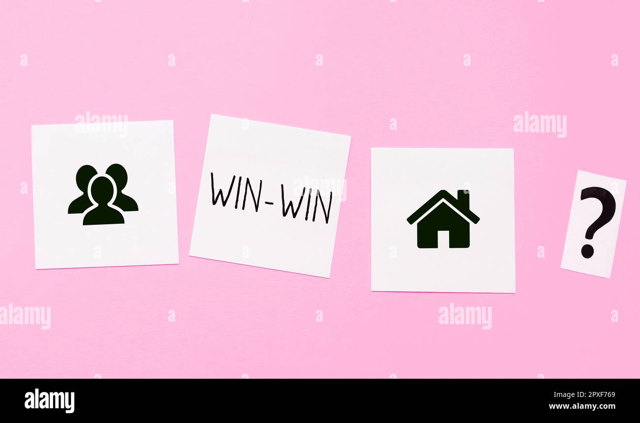 Sign displaying Win Win, Word for Strategy for both parts obtain ...