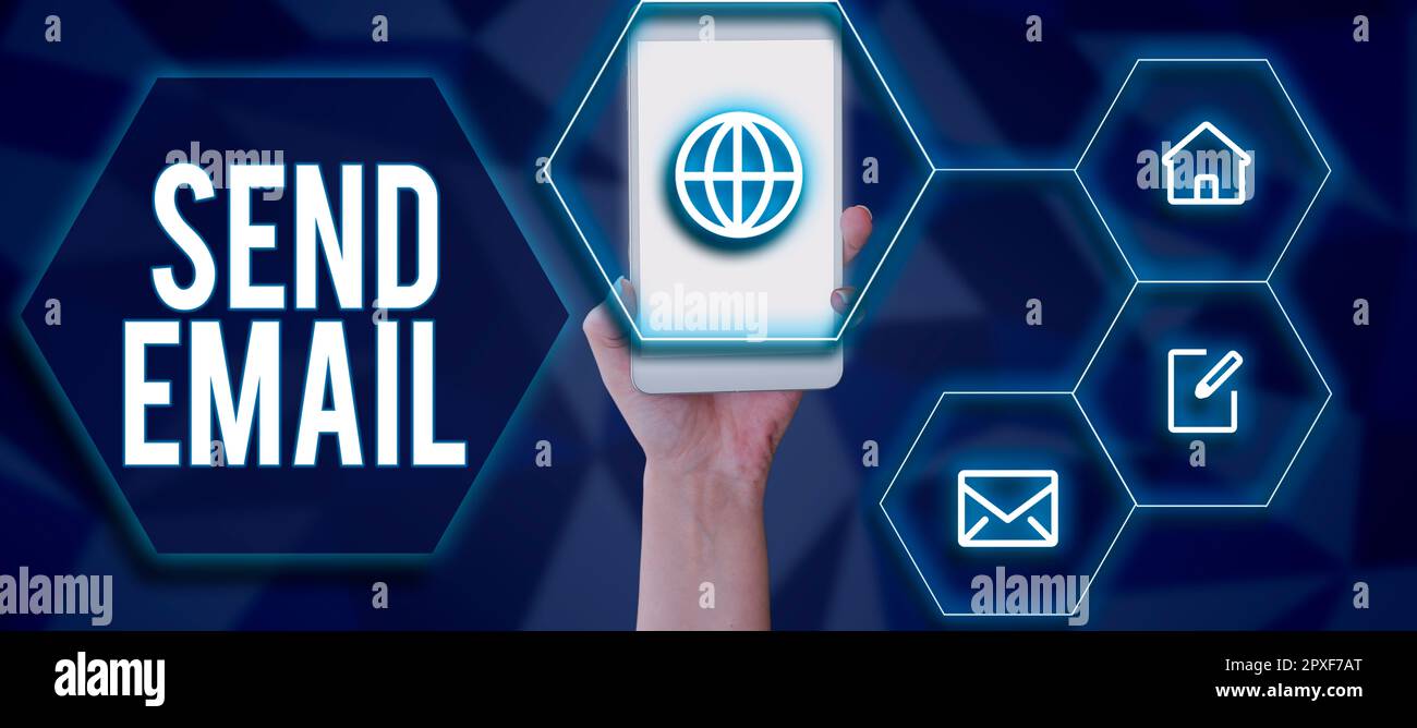 Text showing inspiration Send Email, Business approach the system for using computers to send ...