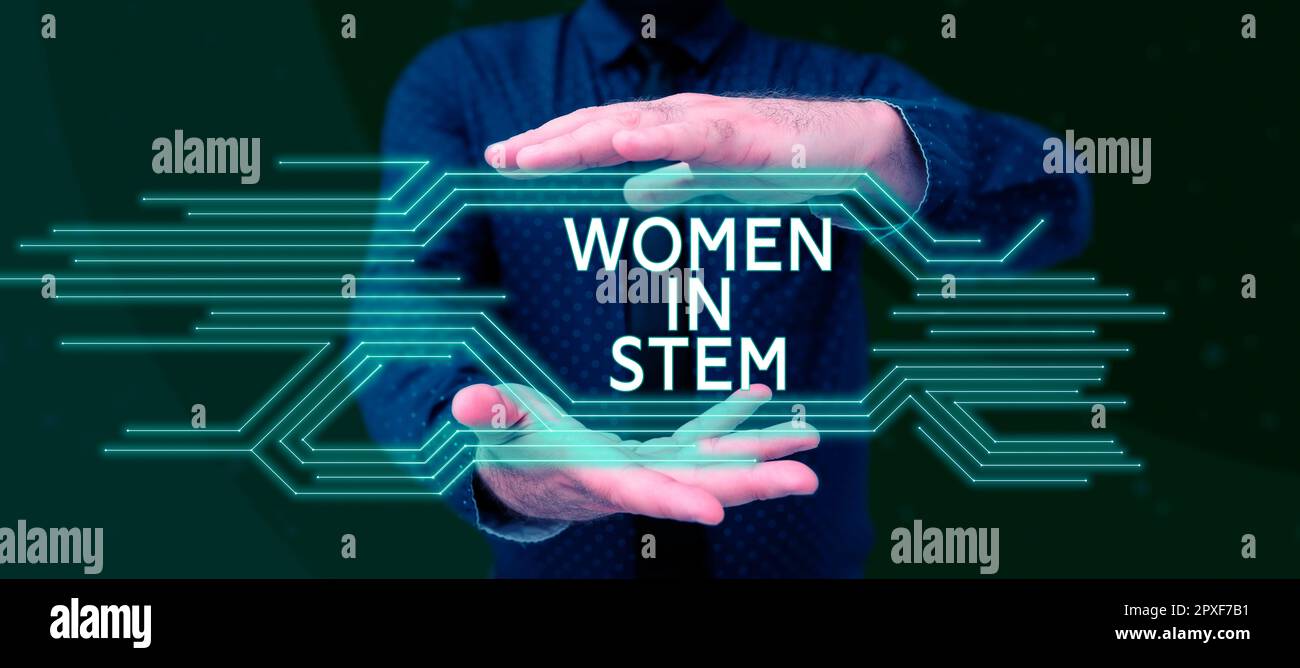 Conceptual caption Women In Stem, Business overview Science Technology ...
