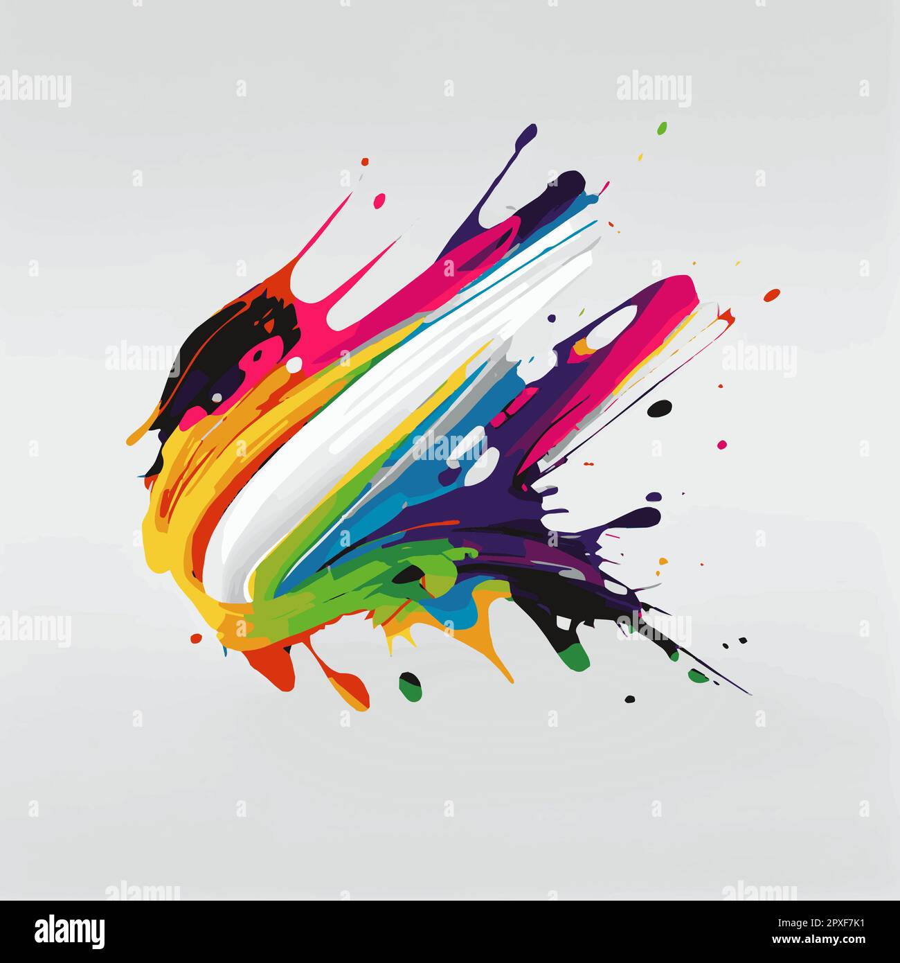Smears, blots of colored paint on a white background, multicolored ...