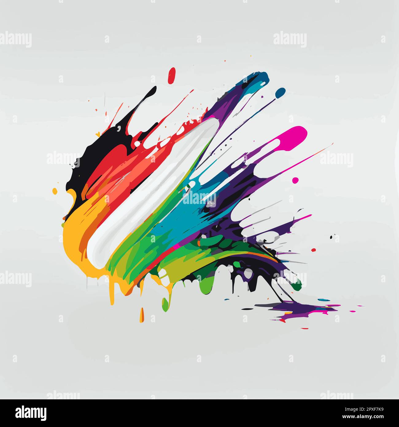 Smears, blots of colored paint on a white background, multicolored ...