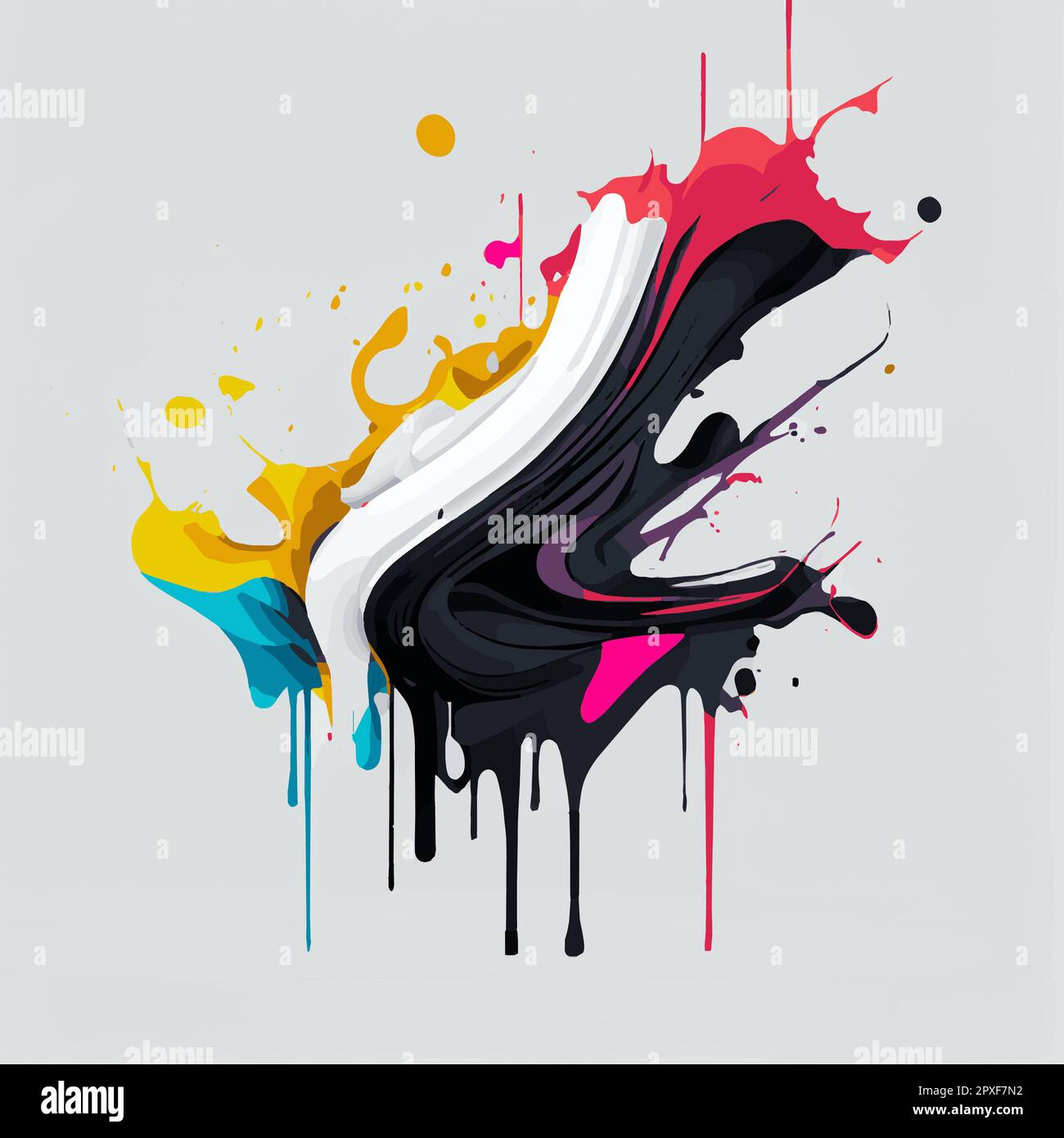 Smears, blots of colored paint on a white background, multicolored ...