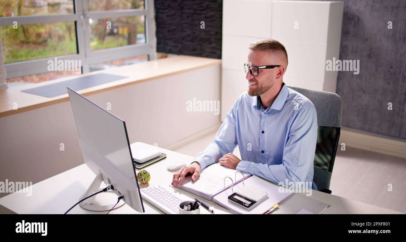 Financial Tax Advisor In Video Conference Meeting Call Stock Photo - Alamy