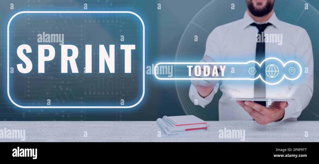Inspiration showing sign Sprint, Business overview to move at top speed ...