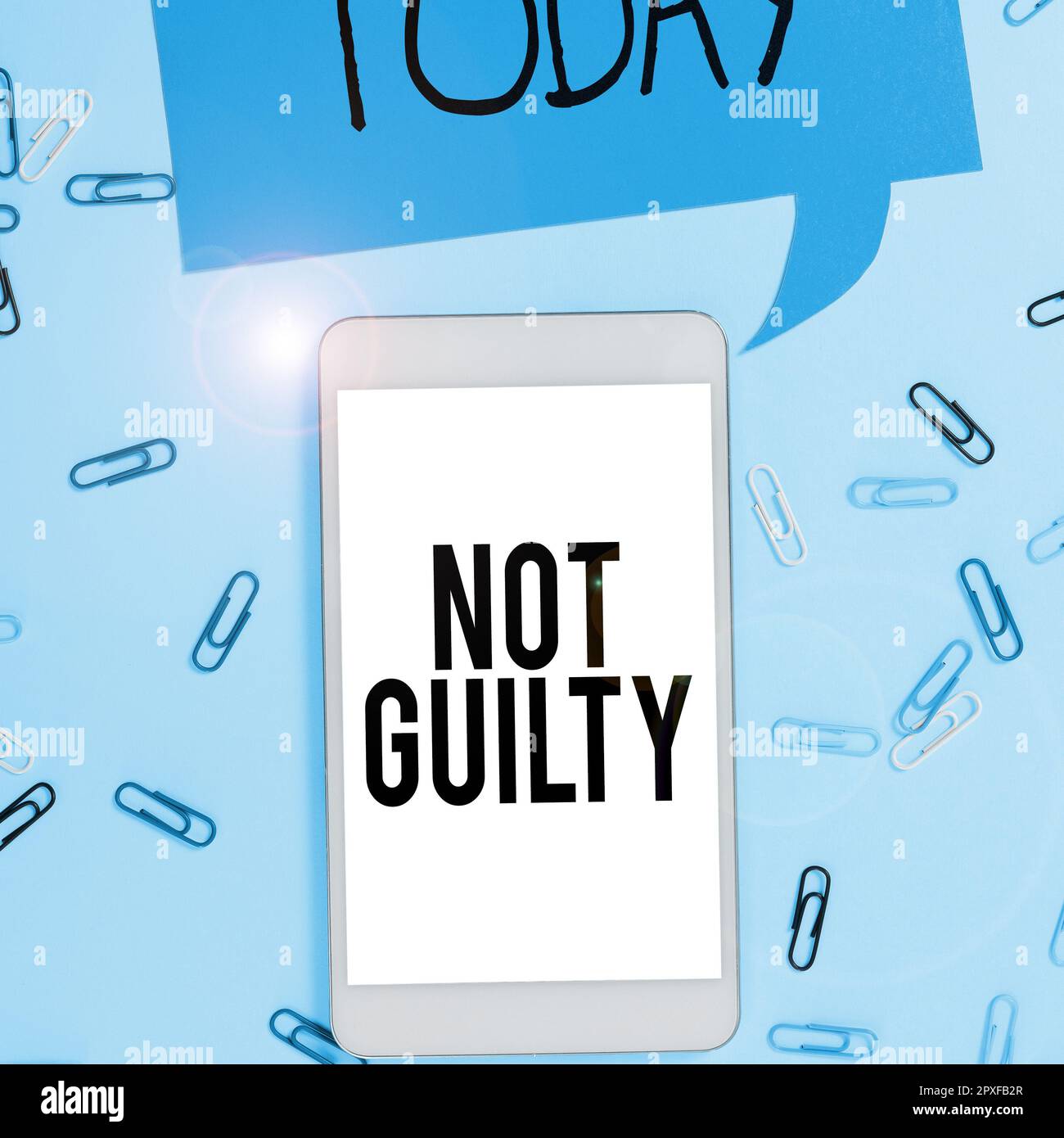 Text showing inspiration Not Guilty, Word for someone is innocent didnt ...