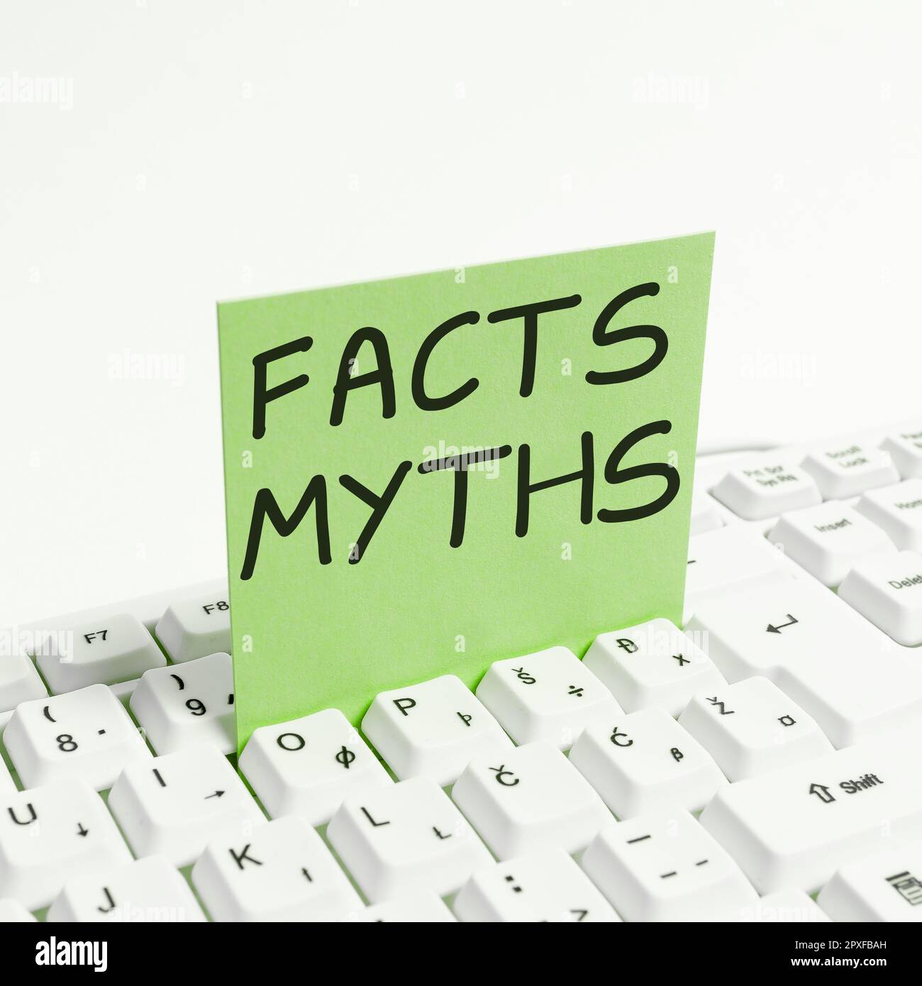Text caption presenting Facts Myths, Business overview work based on ...