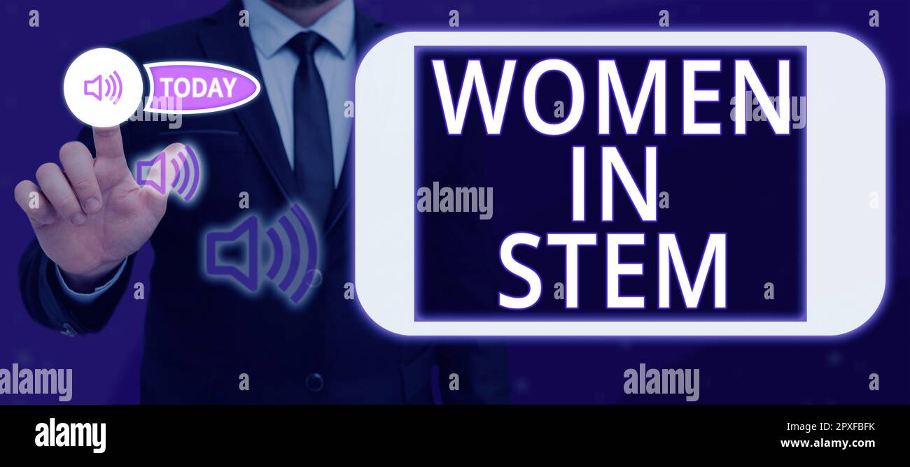 Text caption presenting Women In Stem, Concept meaning Science ...