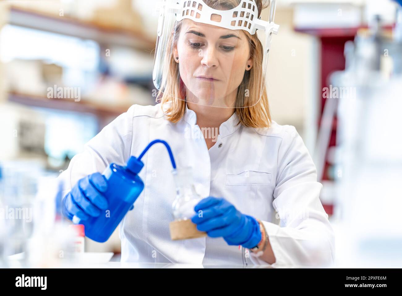 research of dangerous chemical substances in a biochemical laboratory ...