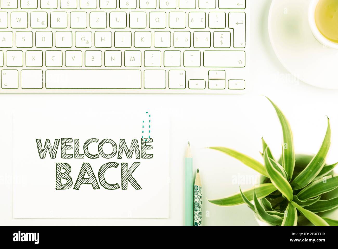Text caption presenting Welcome Back, Business showcase Warm Greetings ...