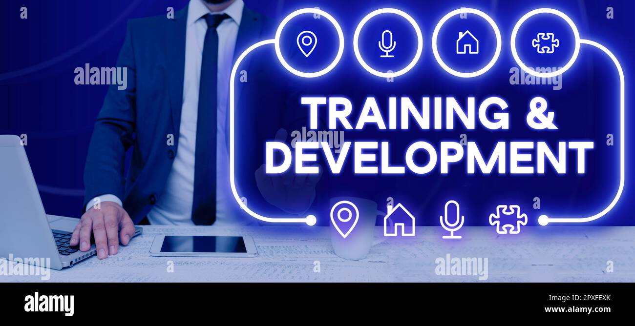 Text caption presenting Training Development, Business approach ...