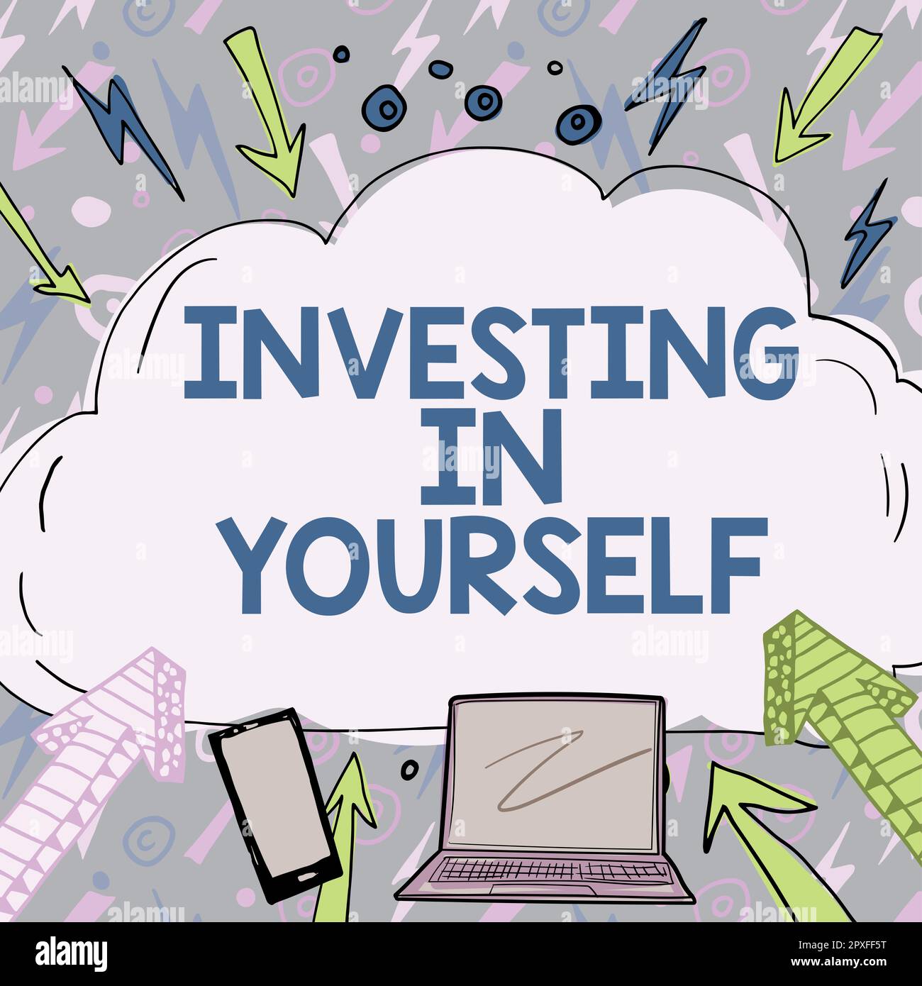 Text showing inspiration Investing In Yourself, Business overview ...