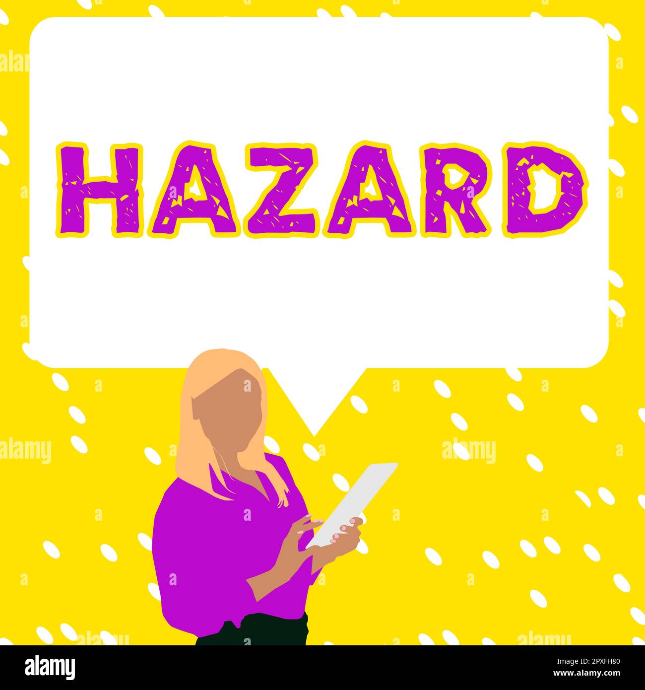 Text caption presenting Hazard, Conceptual photo account or statement ...